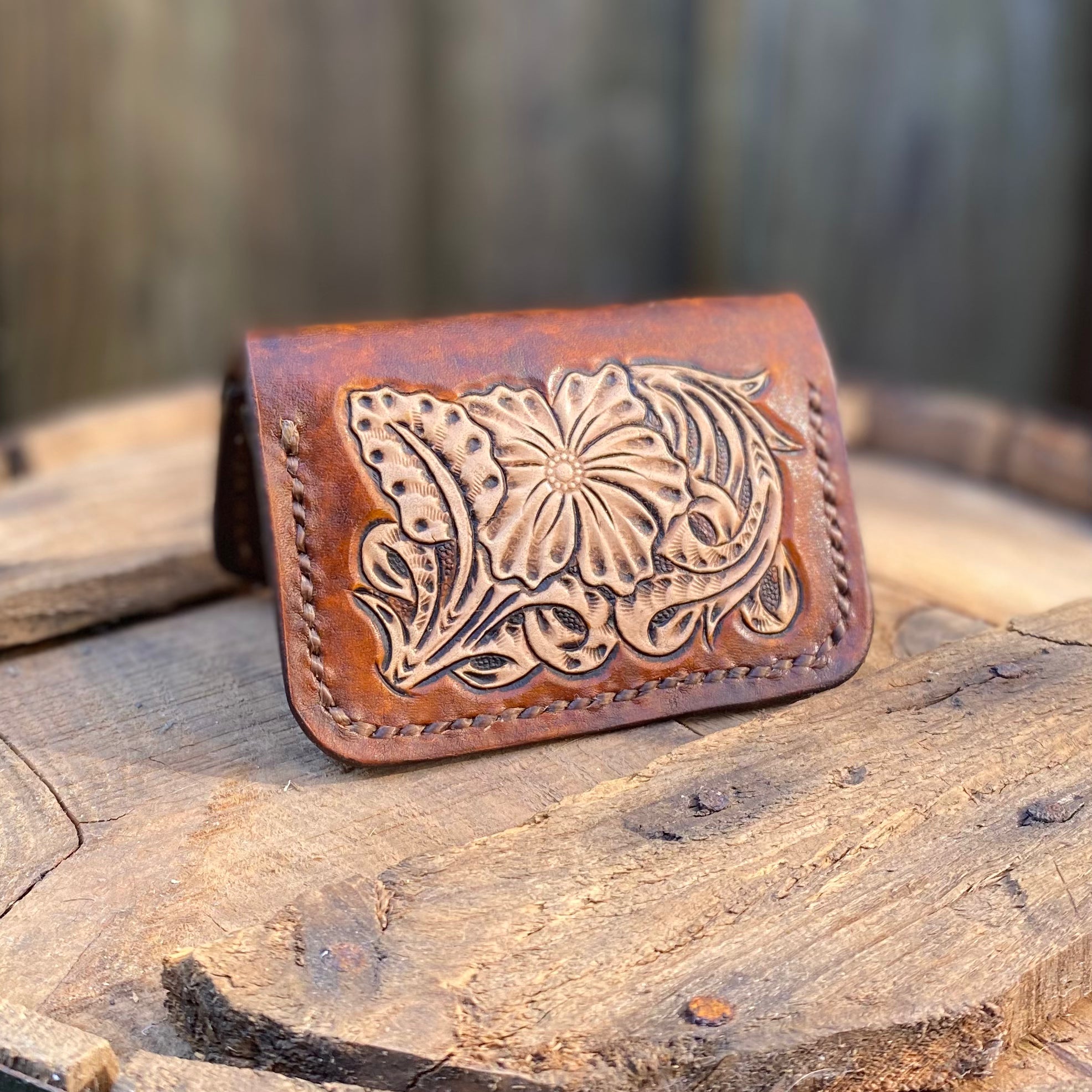 Floral Tooled Leather Wallet – Western Element Leather